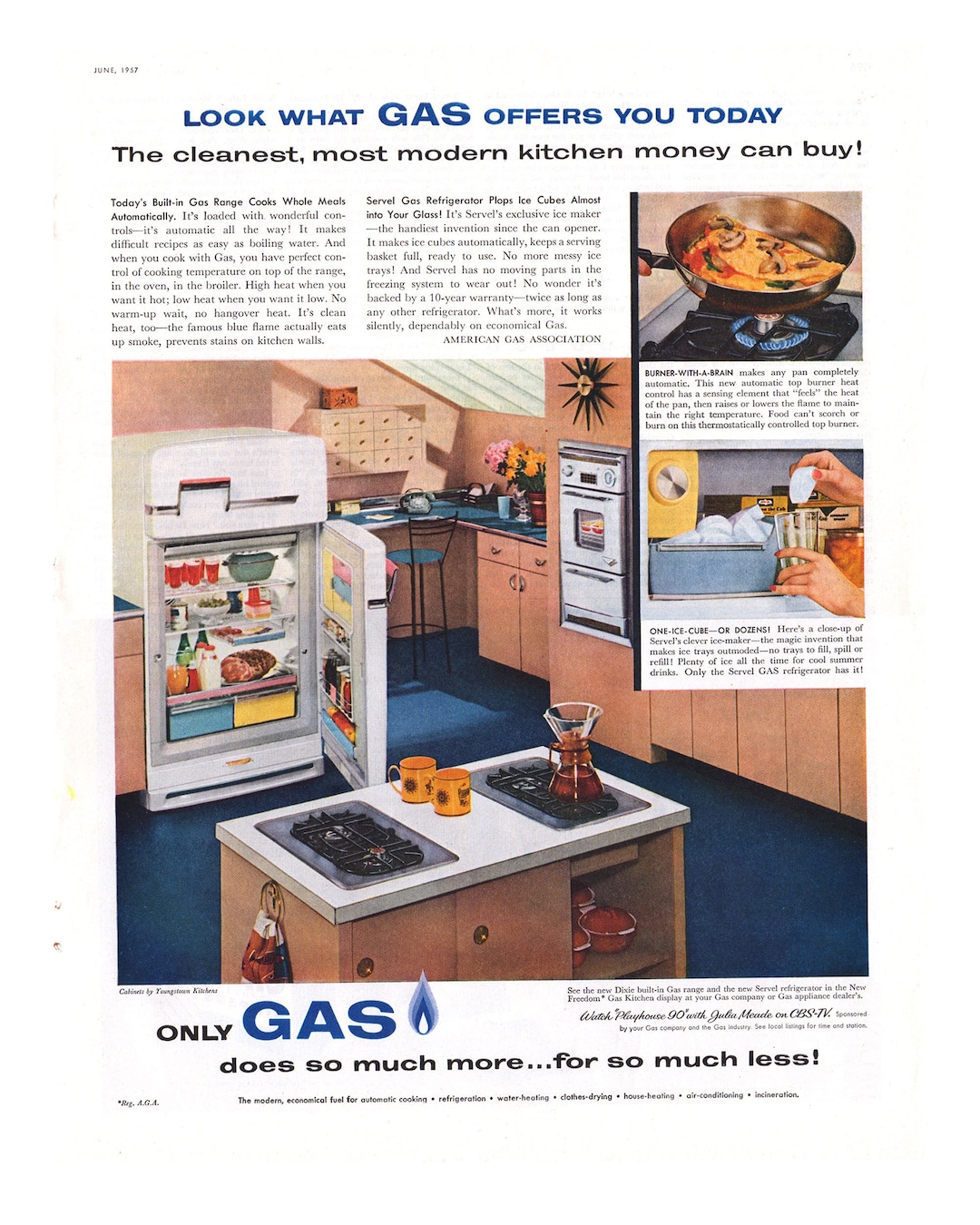 1957 American Gas Kitchen Ad, Mid-century Modern Advertising Art - Etsy