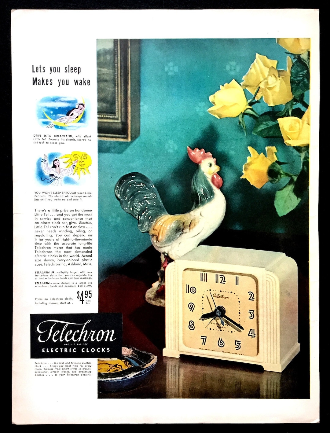 1948 Telechron Electric Clocks Vintage Ad, Advertising Art, Magazine Ad ...