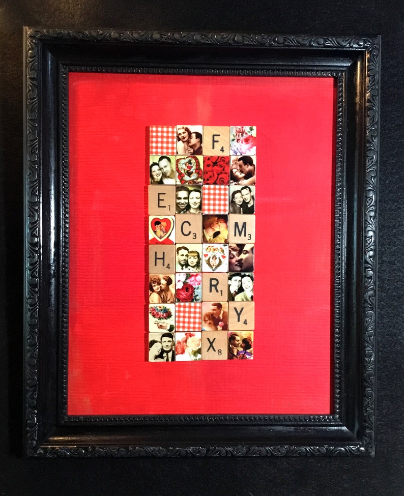 Original Collage Art, Shades of Red & Romance, Framed Canvas With ...