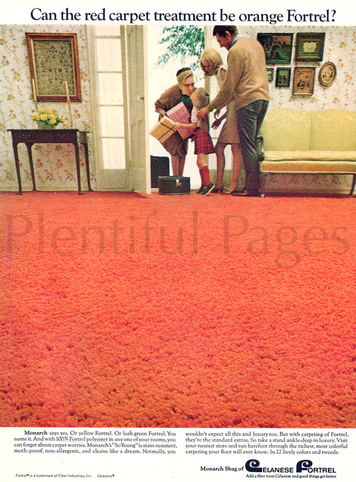 1967 Fortrel Carpet Vintage Ad, Monarch Shag Carpet, Advertising Art ...