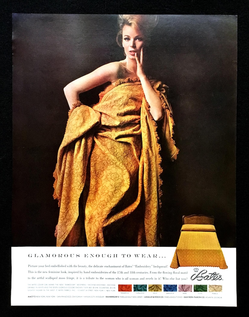 1963 Bates Bedspread Ad, Vintage Magazine Print, Home Decor - Etsy