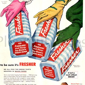 1954 Waxed Paper Bread Ad, Vintage Magazine Advertising Art - Etsy