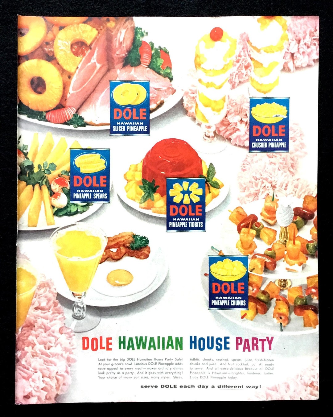 1955 Dole Pineapple Vintage Ad, Advertising Art, Magazine Ad, Print Ad ...