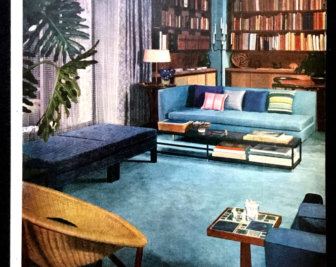 1957 Vintage Interiors Image, 1950's Living Room, Interior Design, Mid ...