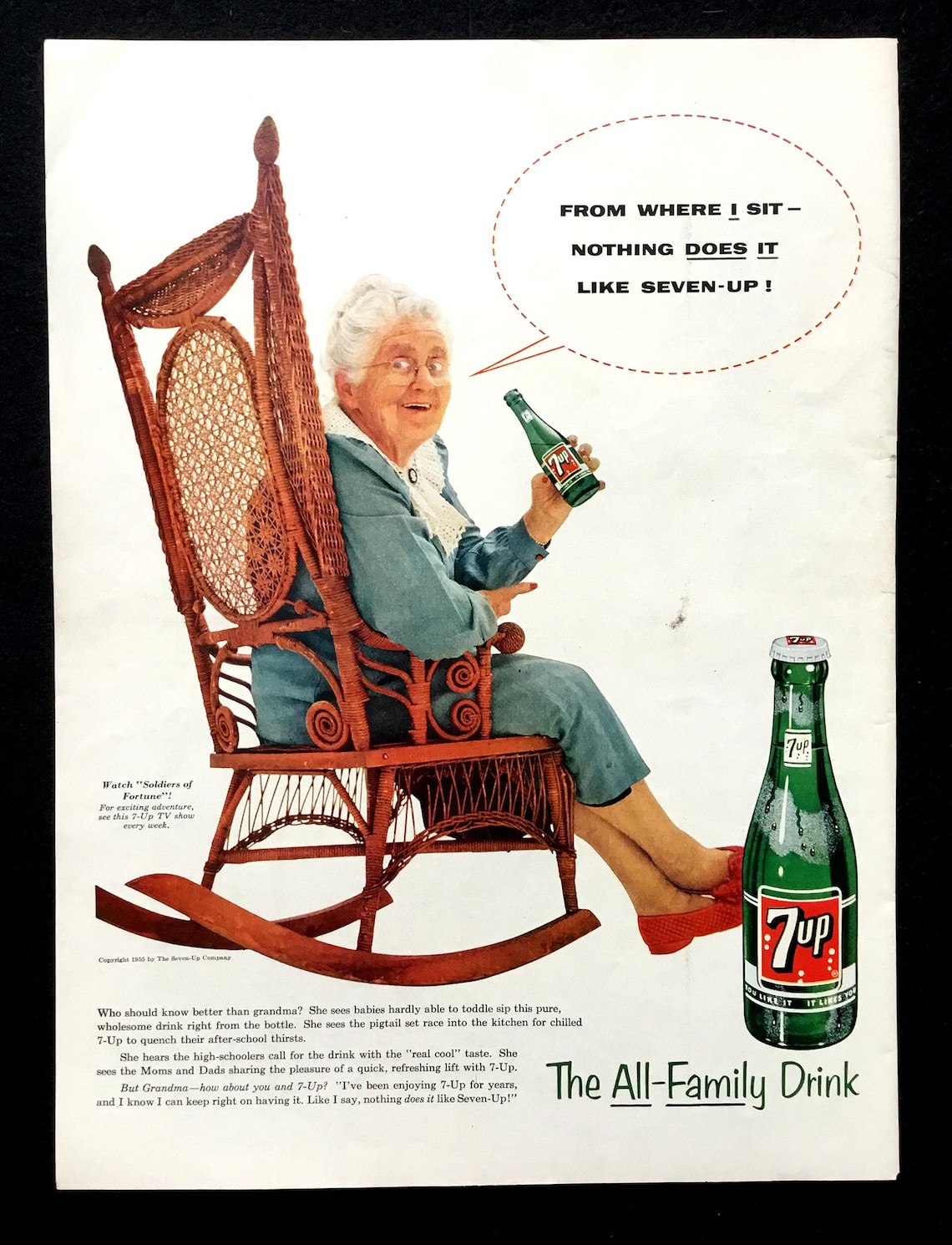 1955 7up Ad, Vintage Magazine Print, Grandmother Advertisement - Etsy