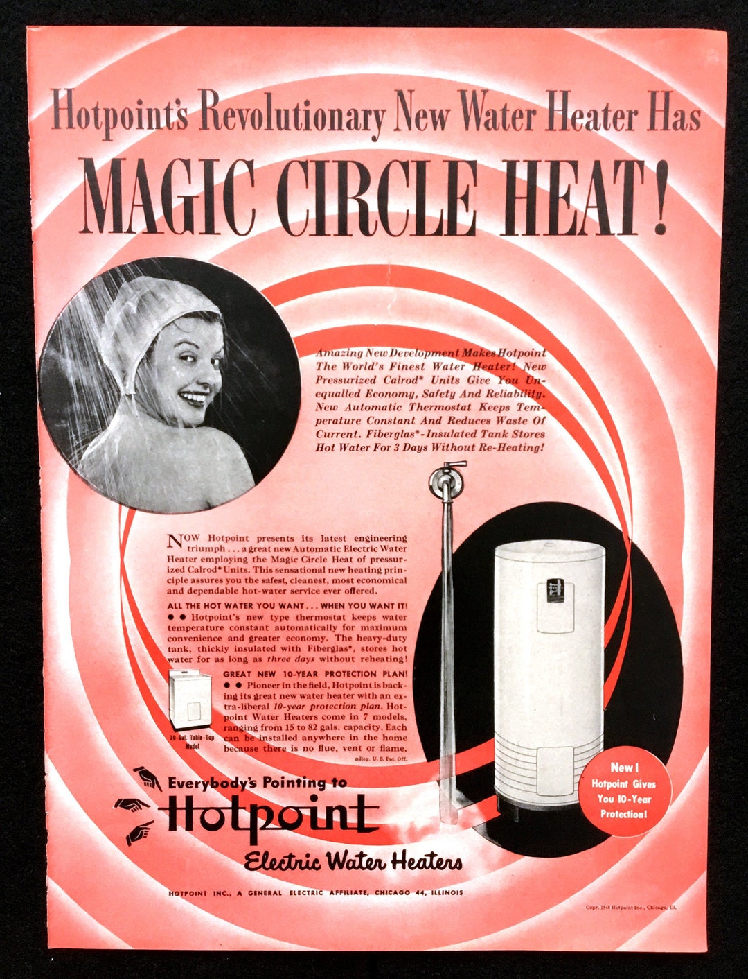 1948 Hotpoint Electric Water Heaters Vintage Ad, Advertising Art ...