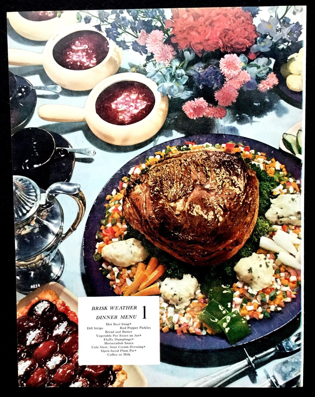 1950's Vintage Food Image, Pot Roast, Food Photography, Dinner Menu ...