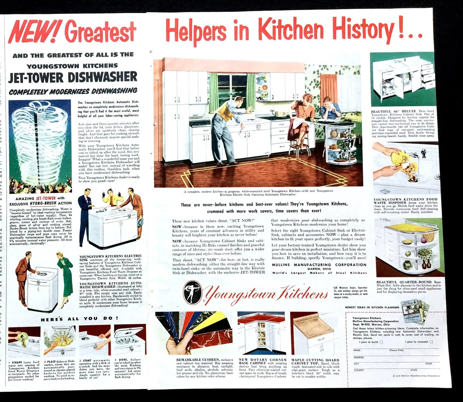 1950s Youngstown Kitchens Ad, Vintage Magazine Print, Mid-century Decor ...