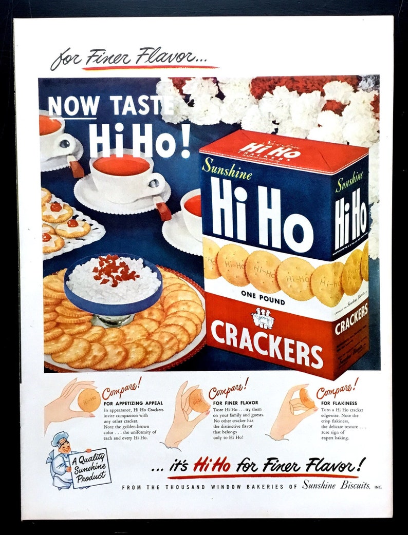 1948 Sunshine Hi Ho Crackers Vintage Ad Advertising Art - Etsy