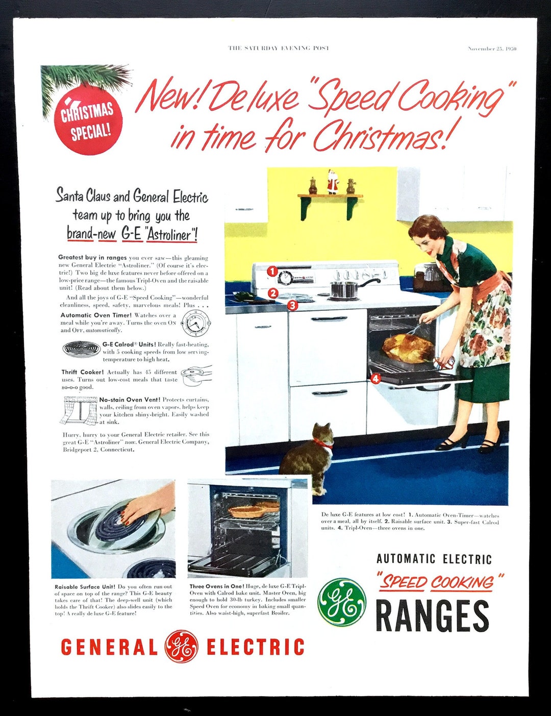 1950 General Electric Ranges Vintage Ad, Advertising Art, Magazine Ad ...