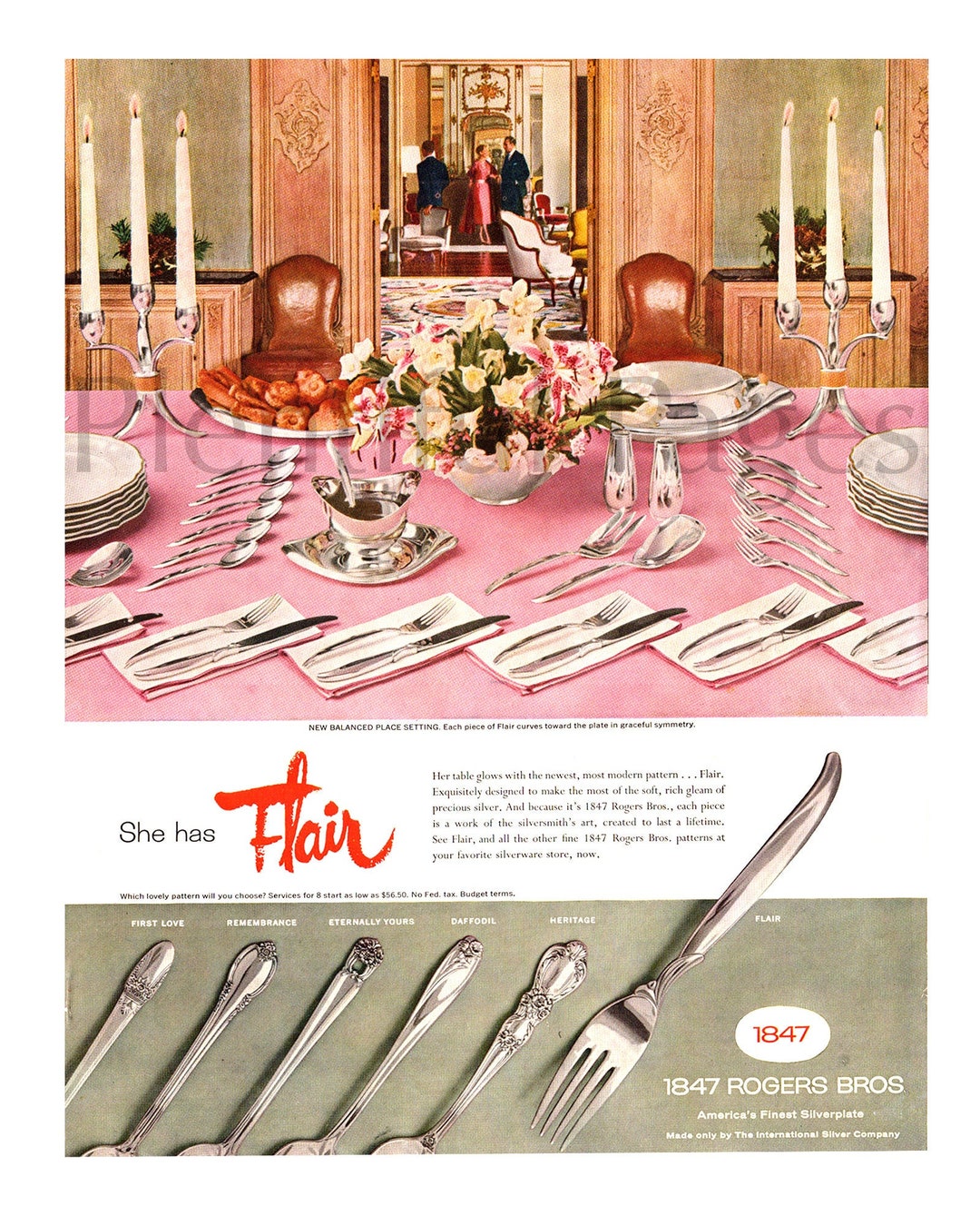 1950's 1847 Rogers Bros Vintage Ad, Advertising Art, Flair Place ...