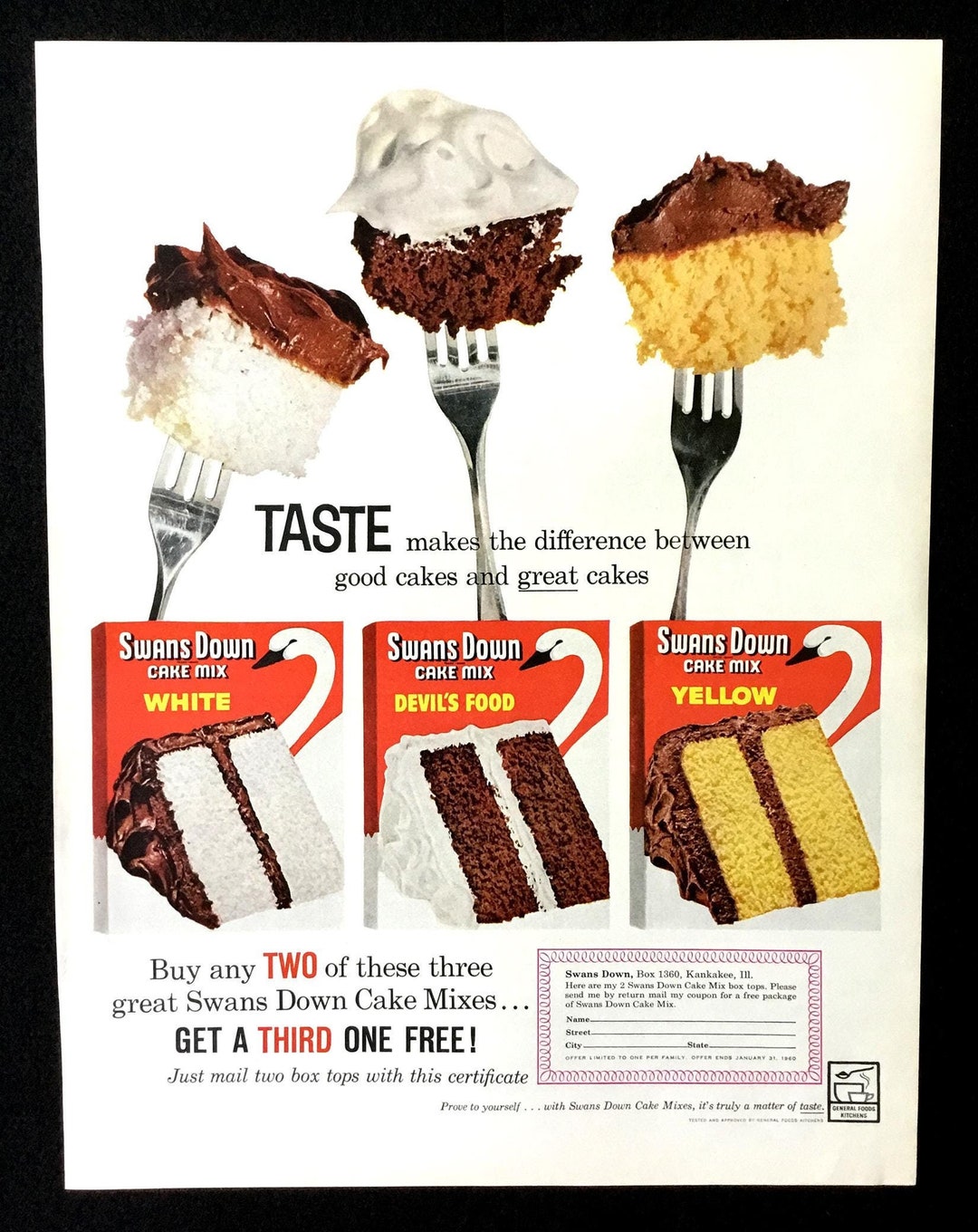 1960 Swans Down Cake Mix Ad, Vintage Magazine Print - Etsy
