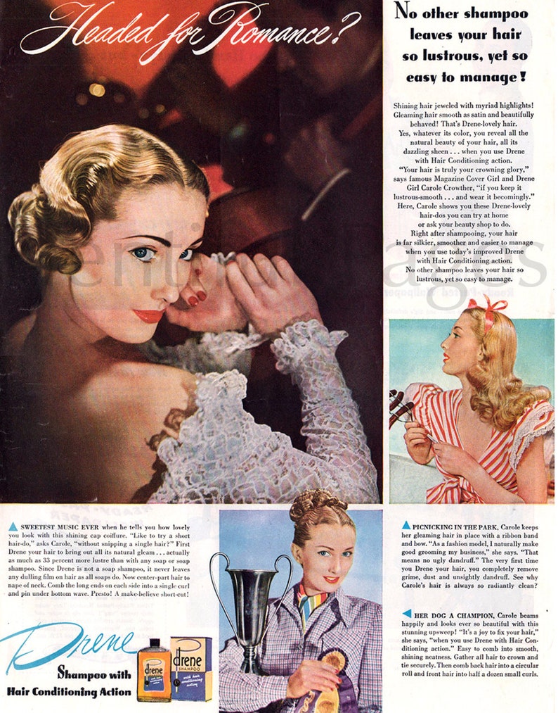 1946 Drene Shampoo Vintage Ad Advertising Art Magazine Ad - Etsy