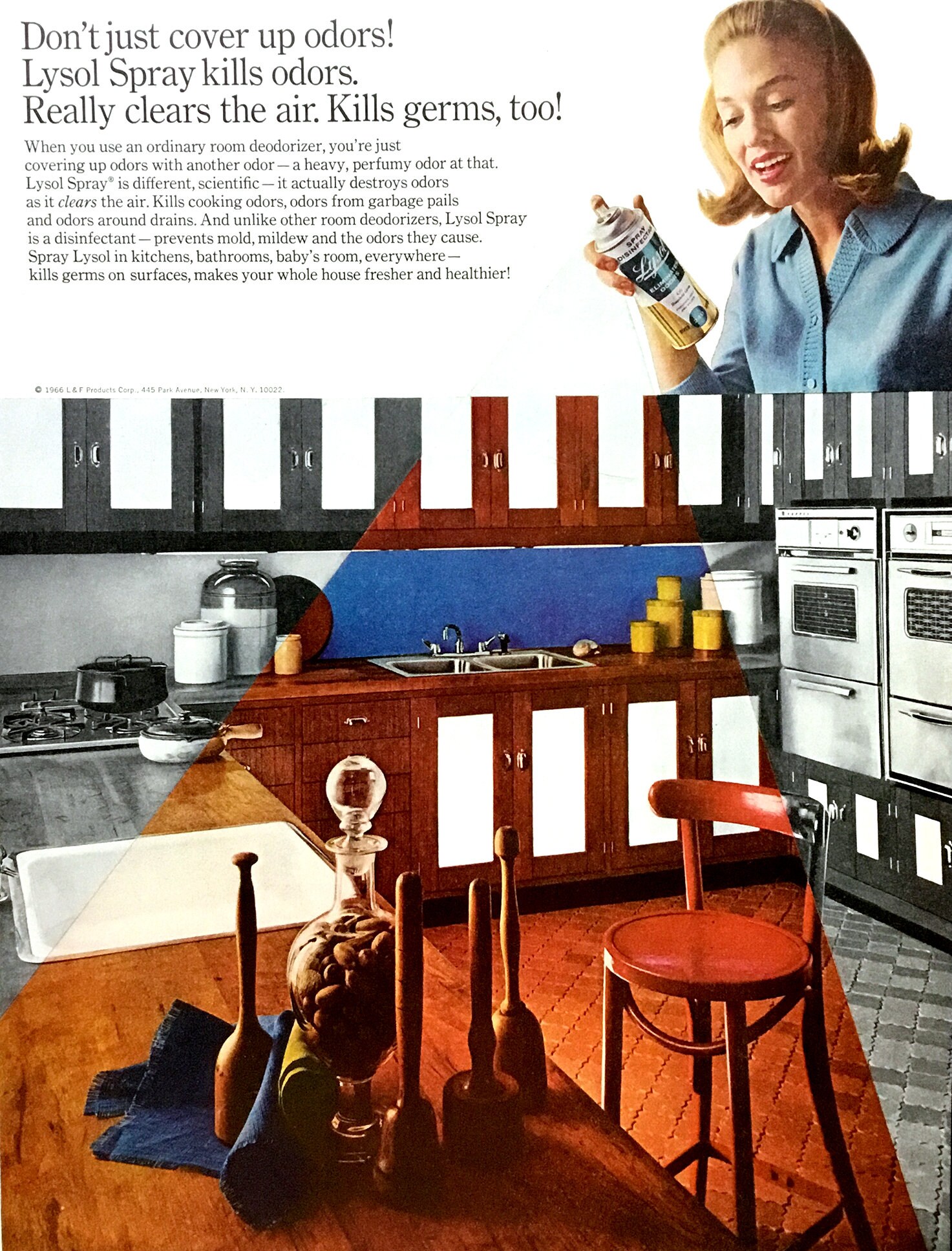 1966 Lysol Spray Vintage Ad, Advertising Art, 1960's Kitchen, Magazine ...