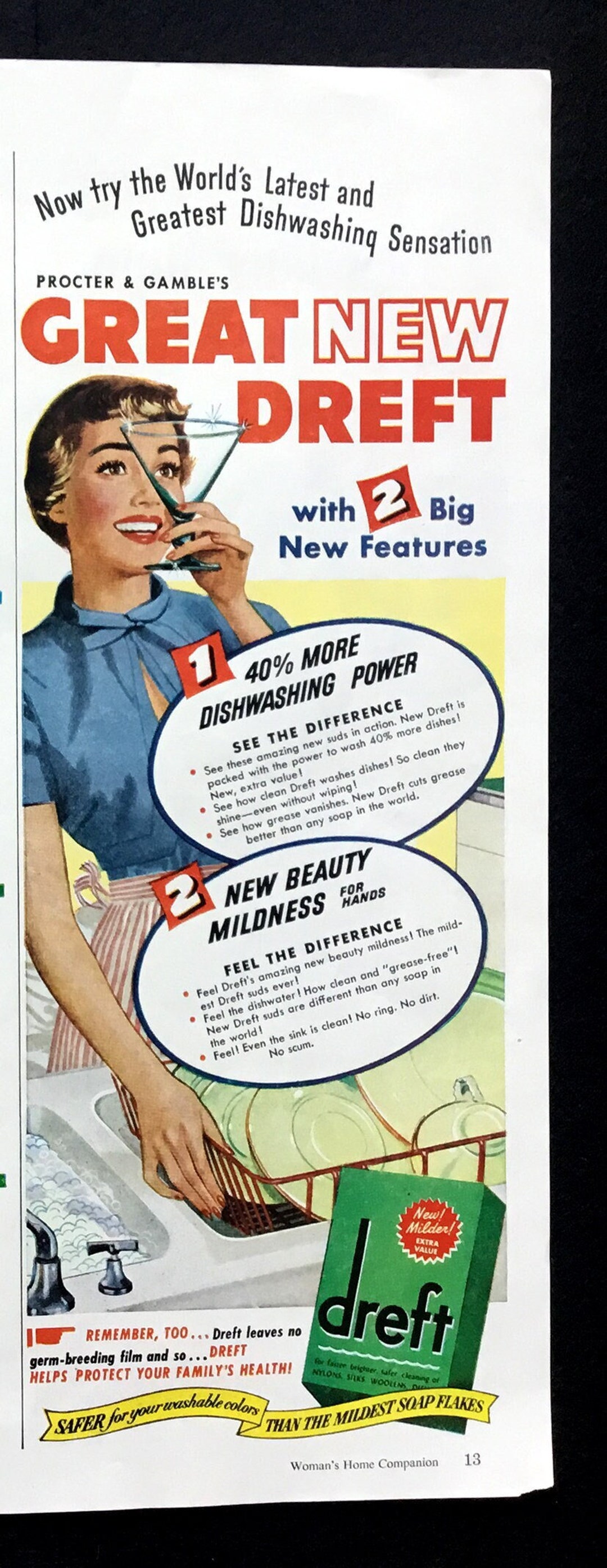 1950 Dreft Detergent Vintage Ad, Advertising Art, Magazine Ad, Print Ad ...