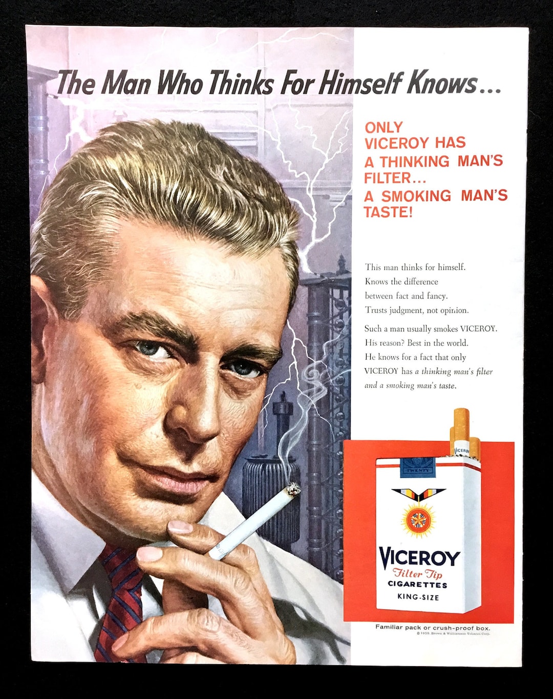 1959 Viceroy Cigarettes Vintage Ad, Advertising Art, Magazine Ad, Print ...