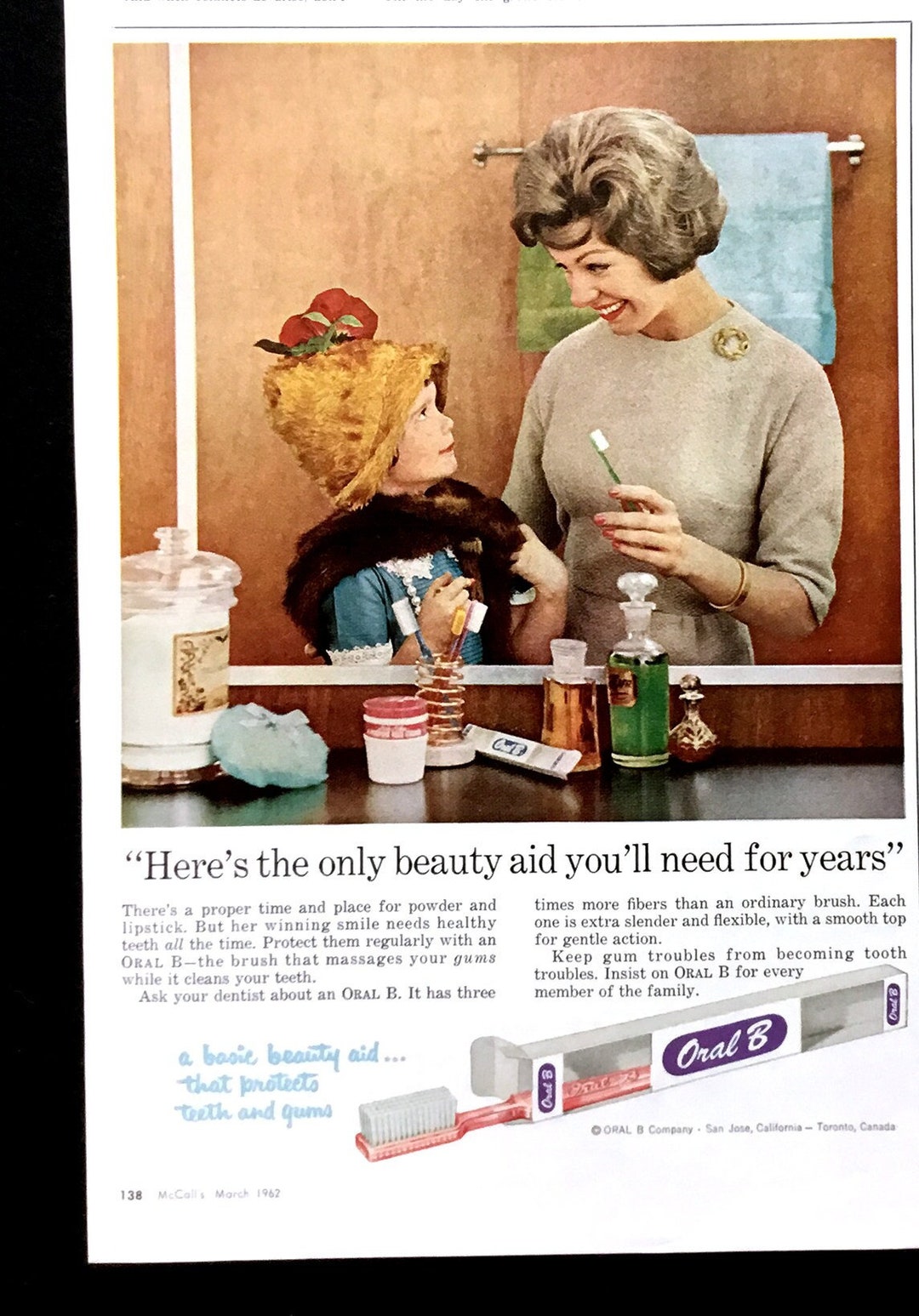 1962 Oral B Toothbrush Vintage Ad, Advertising Art, Magazine Ad, Print ...