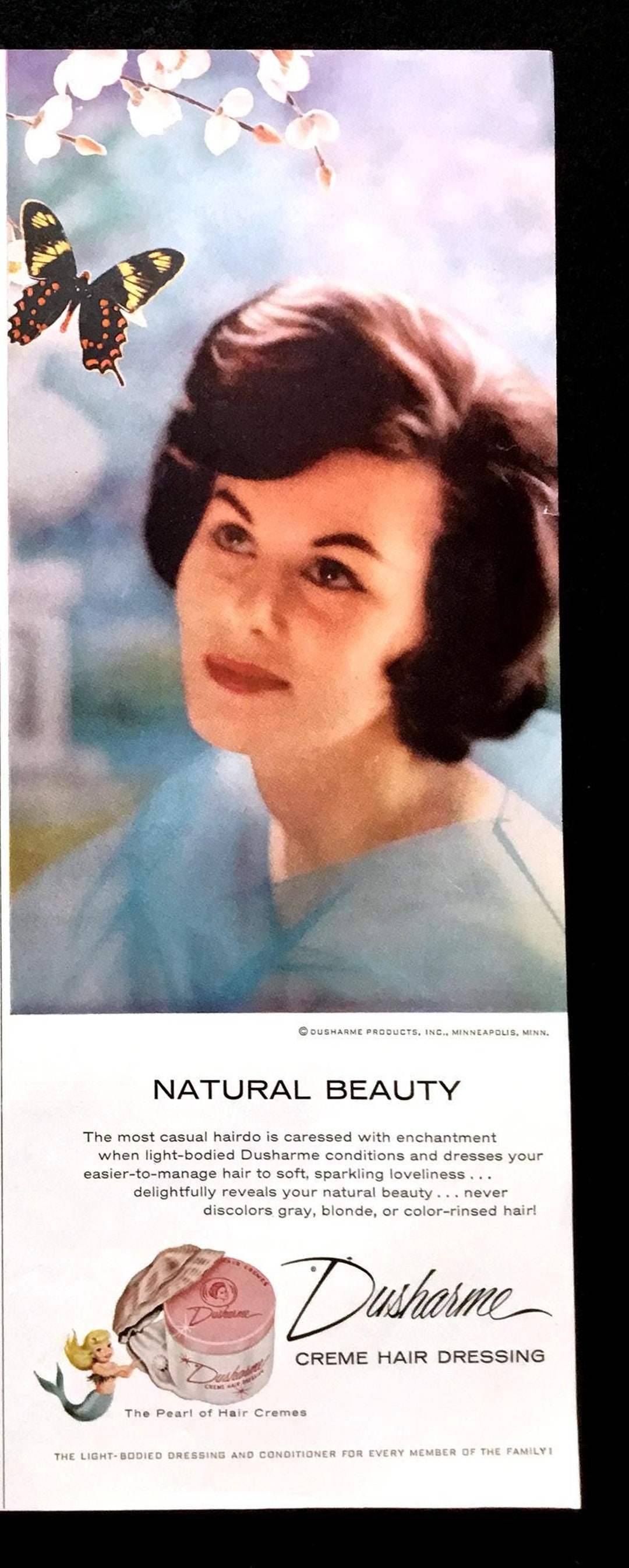 1961 Dusharme Creme Hair Dressing Vintage Ad, Advertising Art, 1960's ...