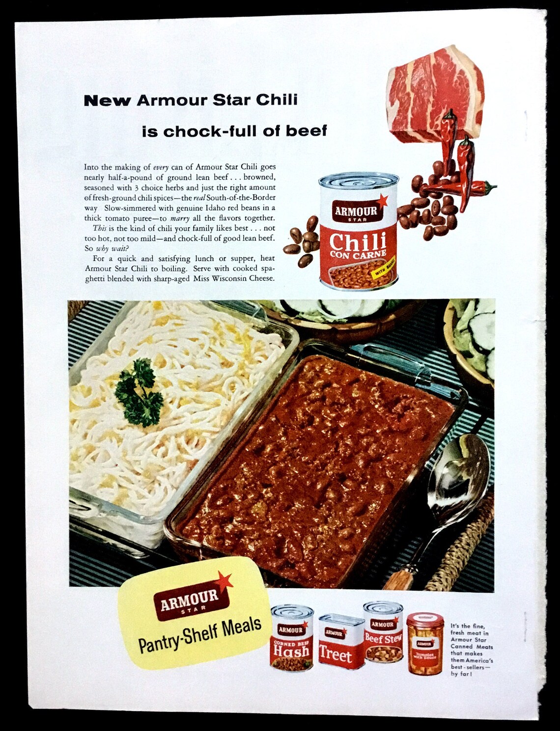 1955 Armour Chili Ad, Vintage Magazine Print - Etsy