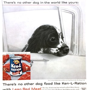 1960 Ken-l-ration Vintage Ad, 1960's Dog Food, Advertising Art, Canned ...