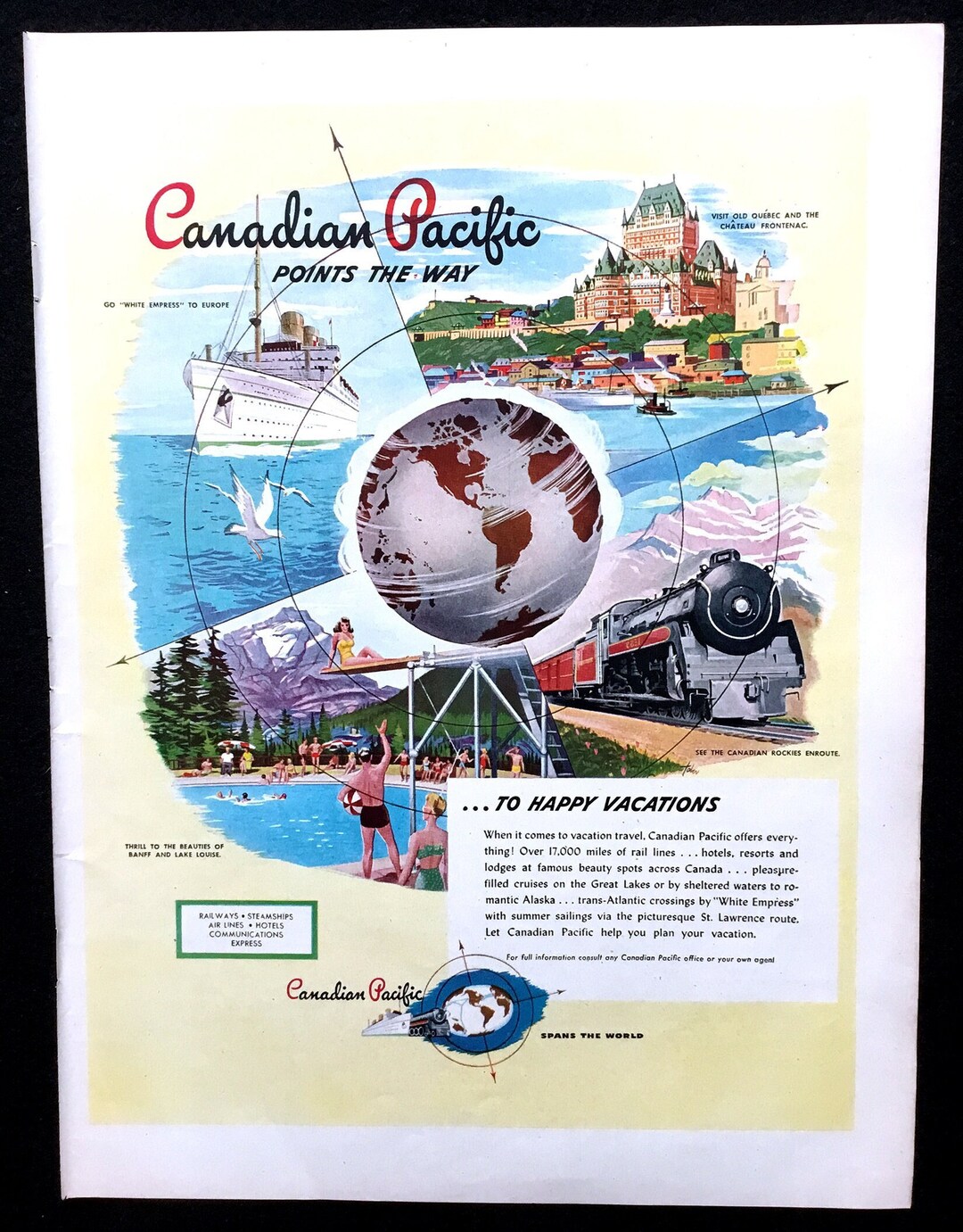 1947 Canadian Pacific Travel Ad, Vintage Magazine Print - Etsy