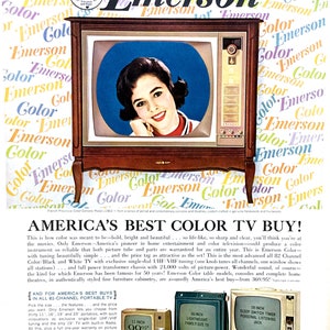 1964 Emerson Color TV Ad, Mid-century Modern Advertising Art - Etsy