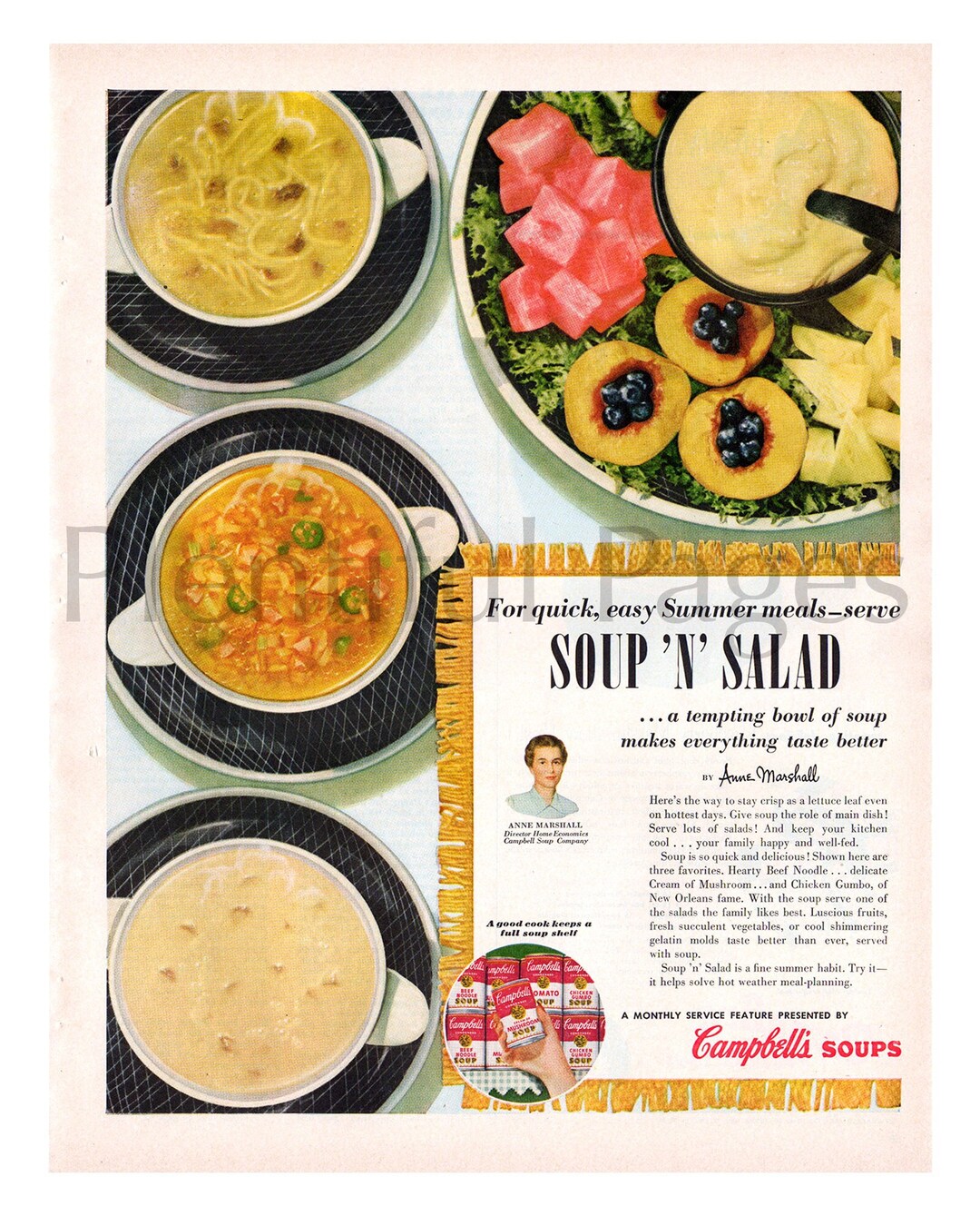 1954 Campbell's Soup Ad, Vintage Kitchen Decor - Etsy