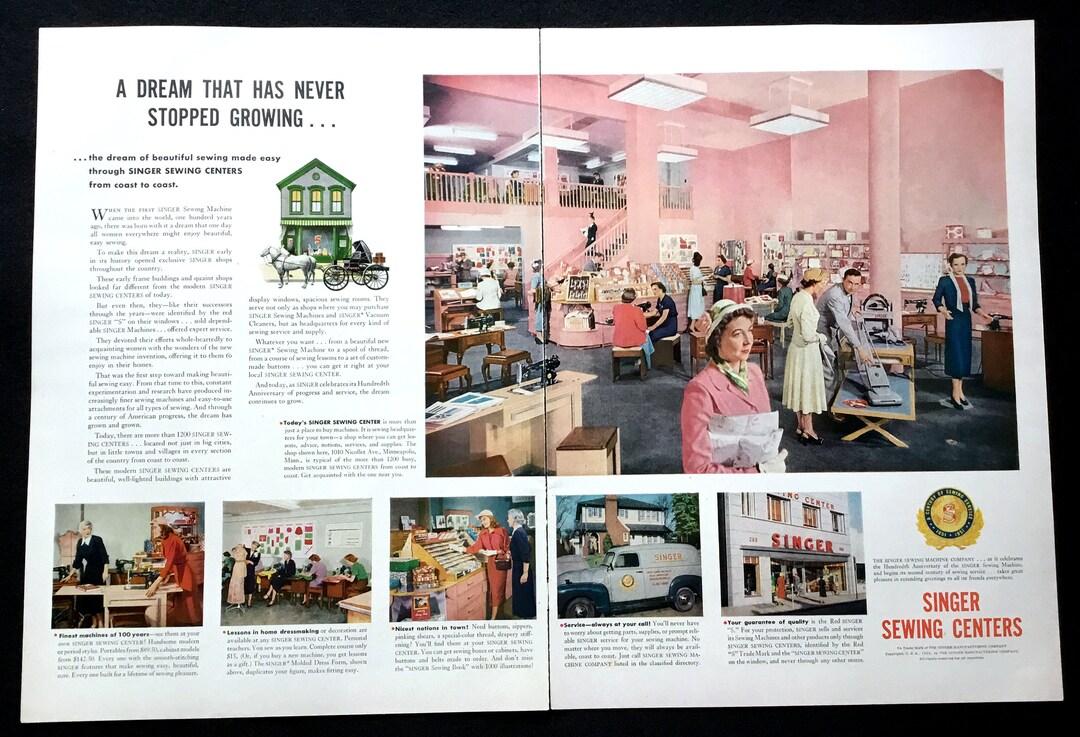 1951 Singer Sewing Centers Vintage Ad, Advertising Art, Magazine Ad ...