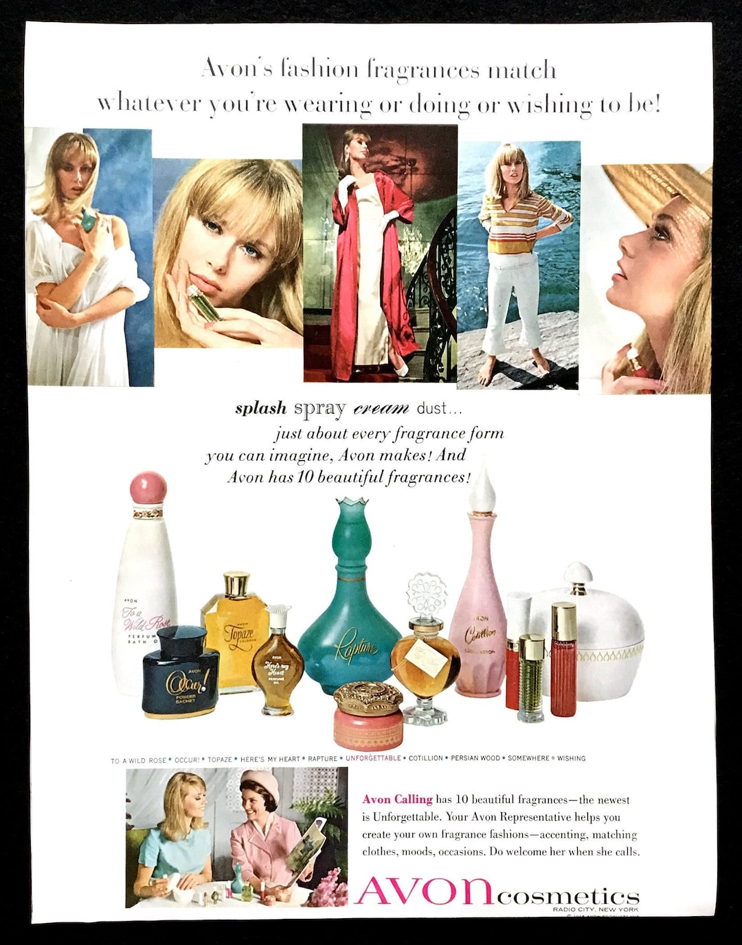 1965 Avon Cosmetics Vintage Ad, Advertising Art, Magazine Ad, Avon Lady ...