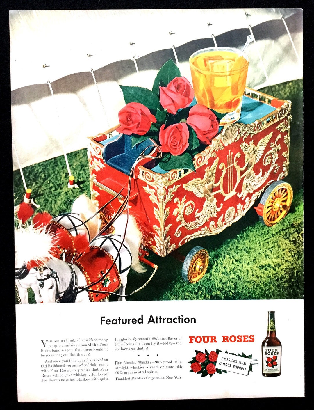 1947 Four Roses Whiskey Vintage Ad, Advertising Art, Magazine Ad ...