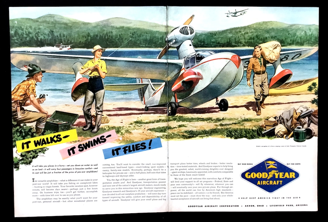 1945 Goodyear Aircraft Vintage Ad, Advertising Art, Magazine Ad ...