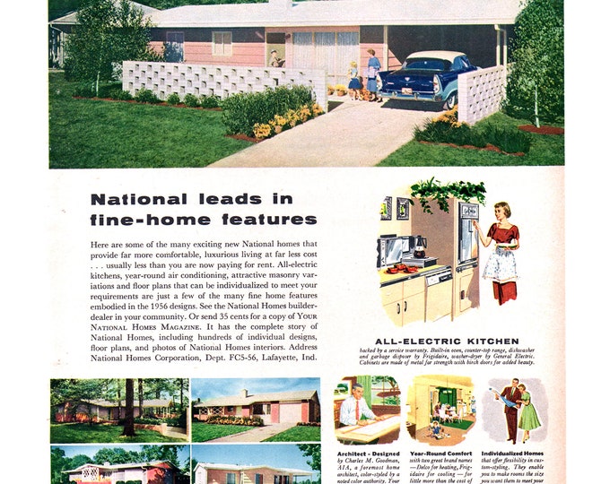 1950's National Homes Vintage Ad, Advertising Art, Magazine Ad, 1950's ...