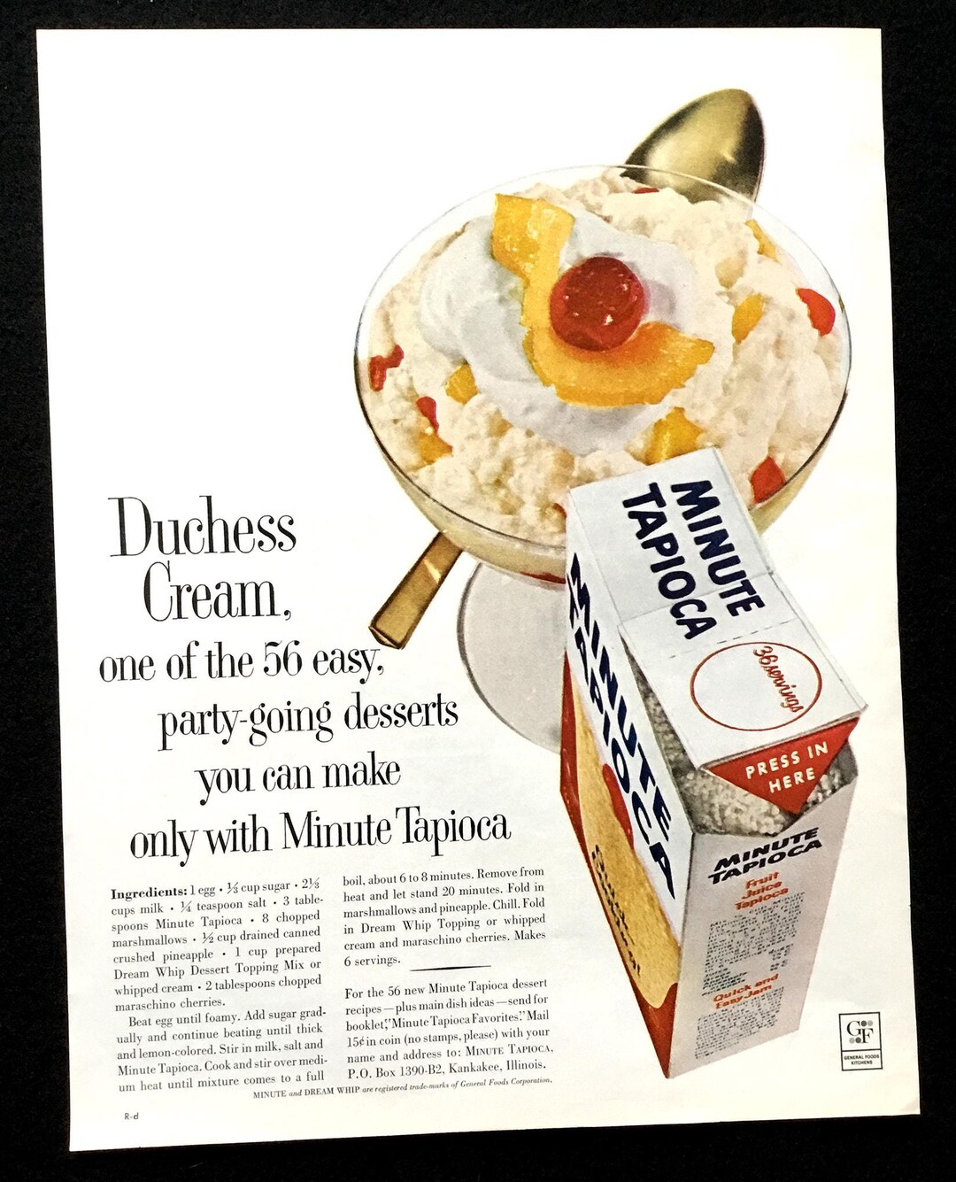 1963 Minute Tapioca Ad, Vintage Kitchen Decor, Magazine Print - Etsy