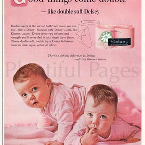 1963 Delsey Tissue Vintage Ad, Toilet Paper, Advertising Art, Magazine ...