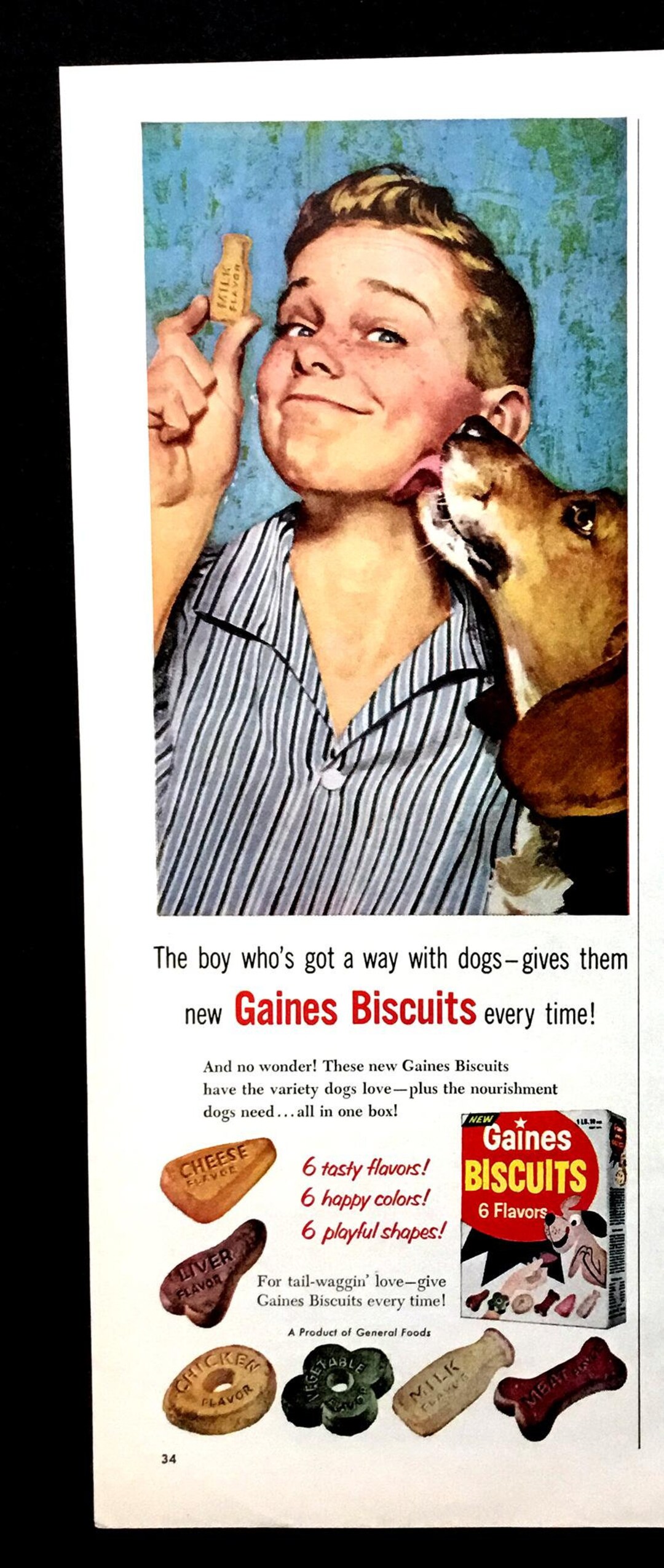 1957 Gaines Biscuits Vintage Ad, Advertising Art, Magazine Ad, Print Ad ...