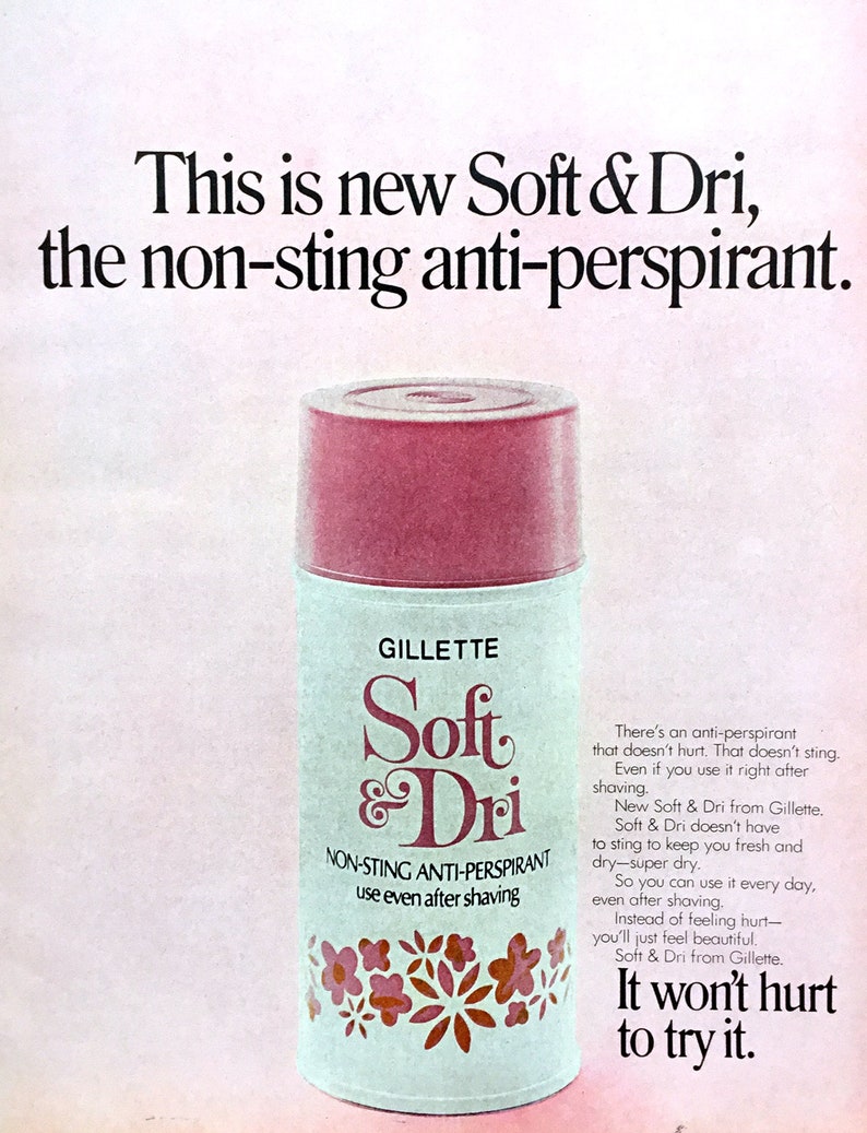 1969 Soft & Dri Magazine Ad, Vintage Advertising Art - Etsy