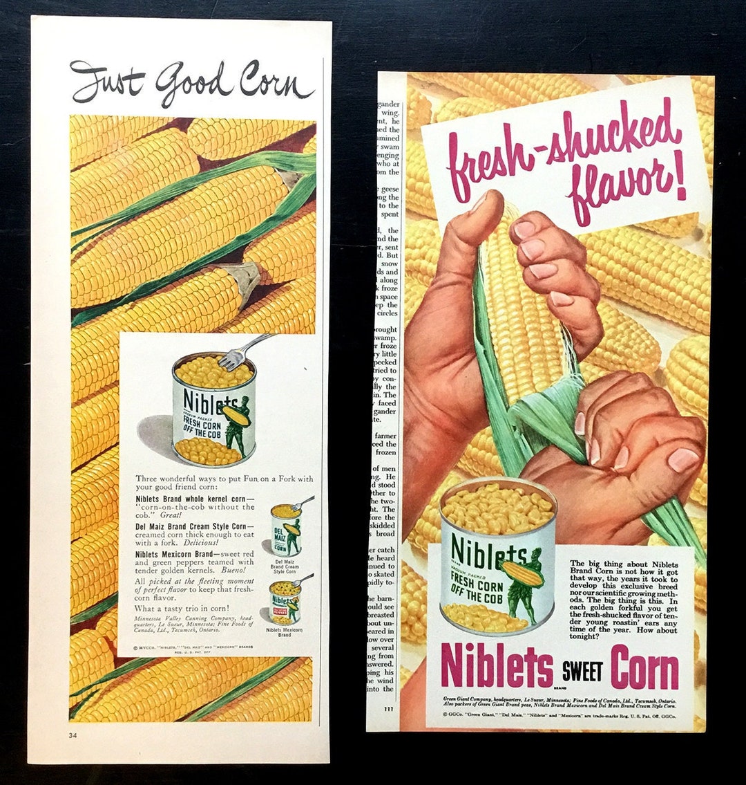 1950's Green Giant Niblets Sweet Corn Vintage Ads, Set of Two ...