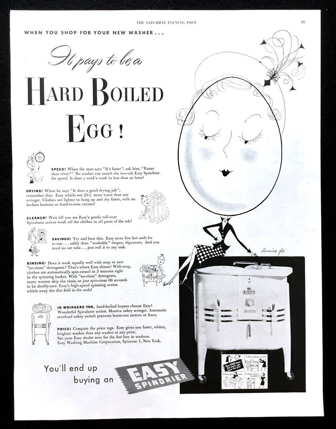 1950 Easy Spindrier Washing Machine Vintage Ad, Advertising Art ...