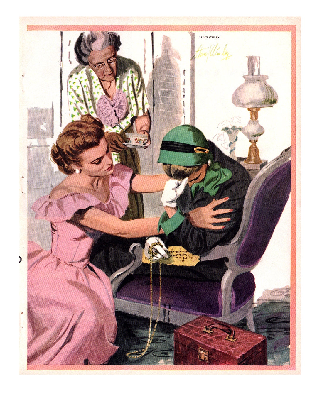 1952 Vintage Magazine Illustration, Story Art, 1950's Fashion, Mccall's ...