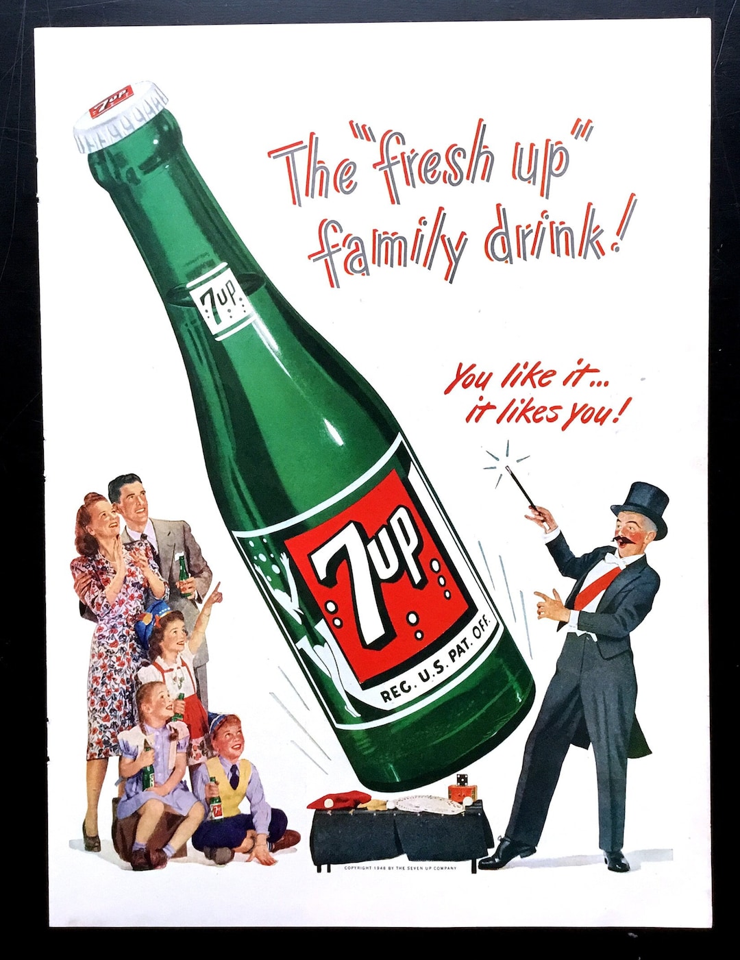 1948 7 up Vintage Ad, Advertising Art, Magazine Ad, Soda, Print Ad ...