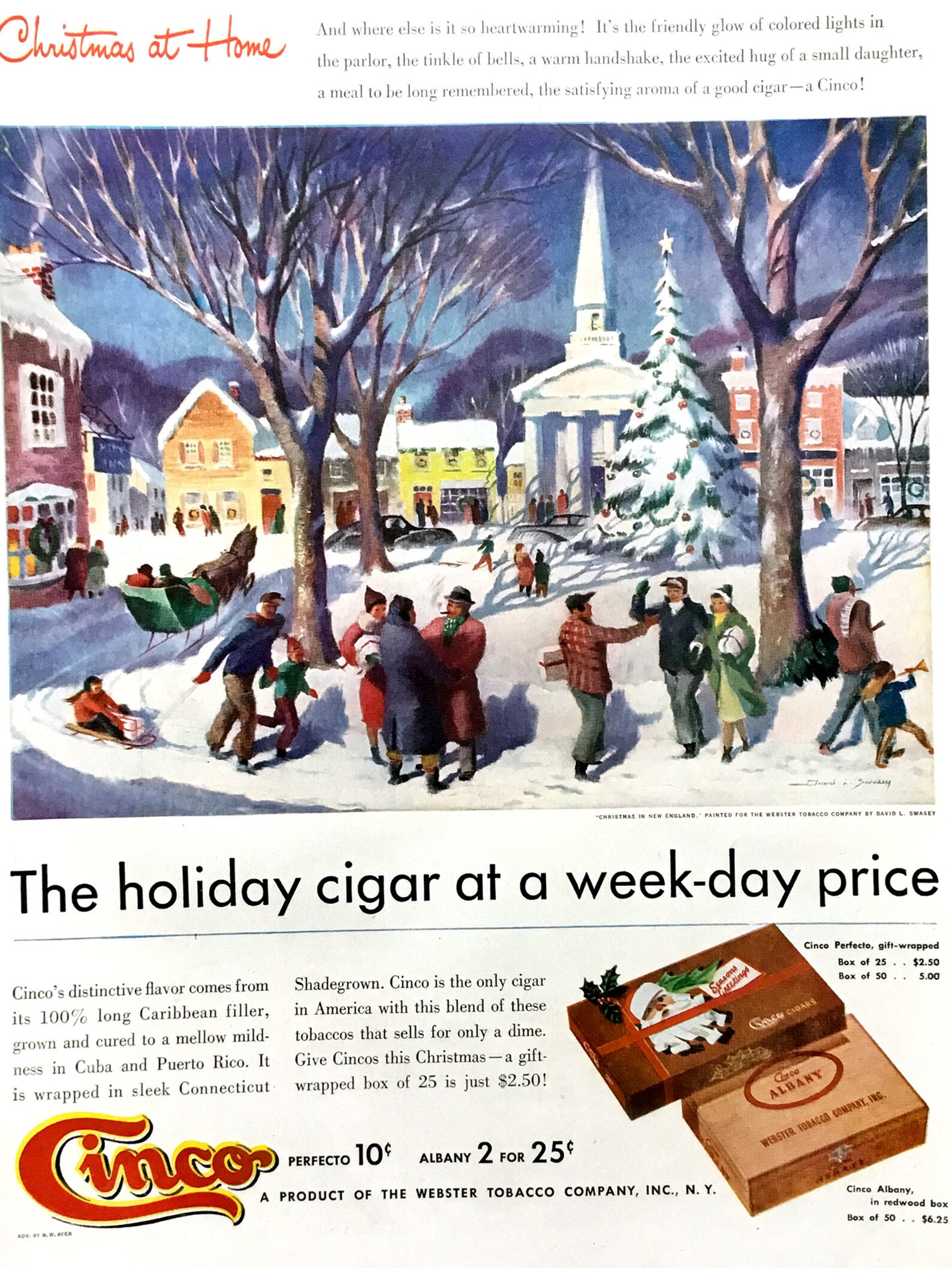1947 Cinco Cigars Vintage Ad, Advertising Art, Magazine Ad, Christmas ...