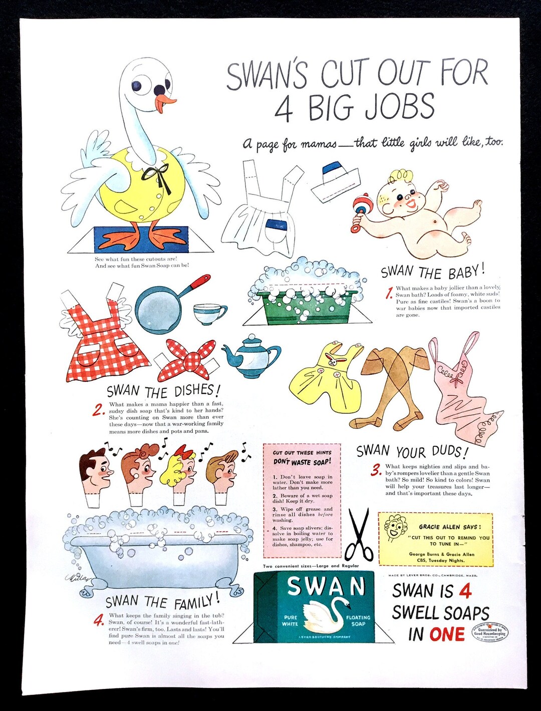 1944 Swan Soap Vintage Ad, Advertising Art, Magazine Ad, Print Ad ...