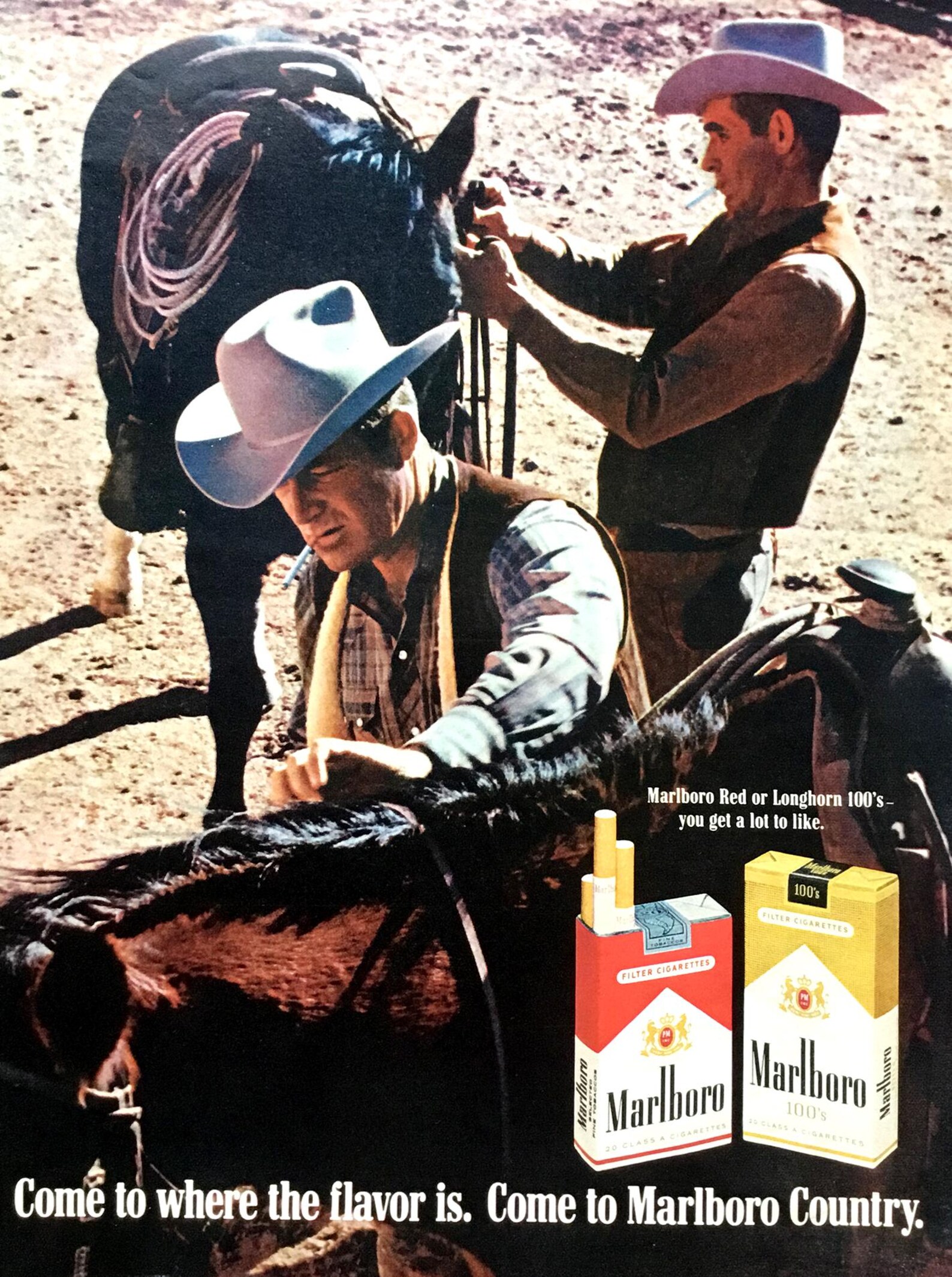 1960's Marlboro Cigarettes Vintage Ad, Advertising Art, Cowboys, Print ...