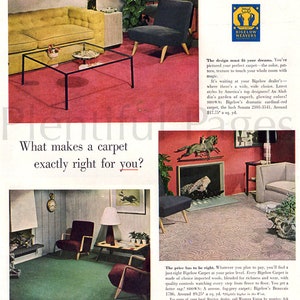 1948 Bigelow Rugs and Carpets Vintage Ad, 1940's Decor, Advertising Art ...