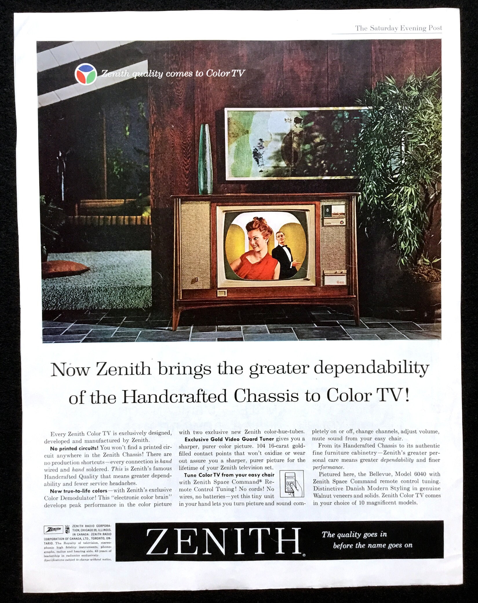 1962 Zenith Color TV Ad, Saturday Evening Post, Mid-century Decor - Etsy