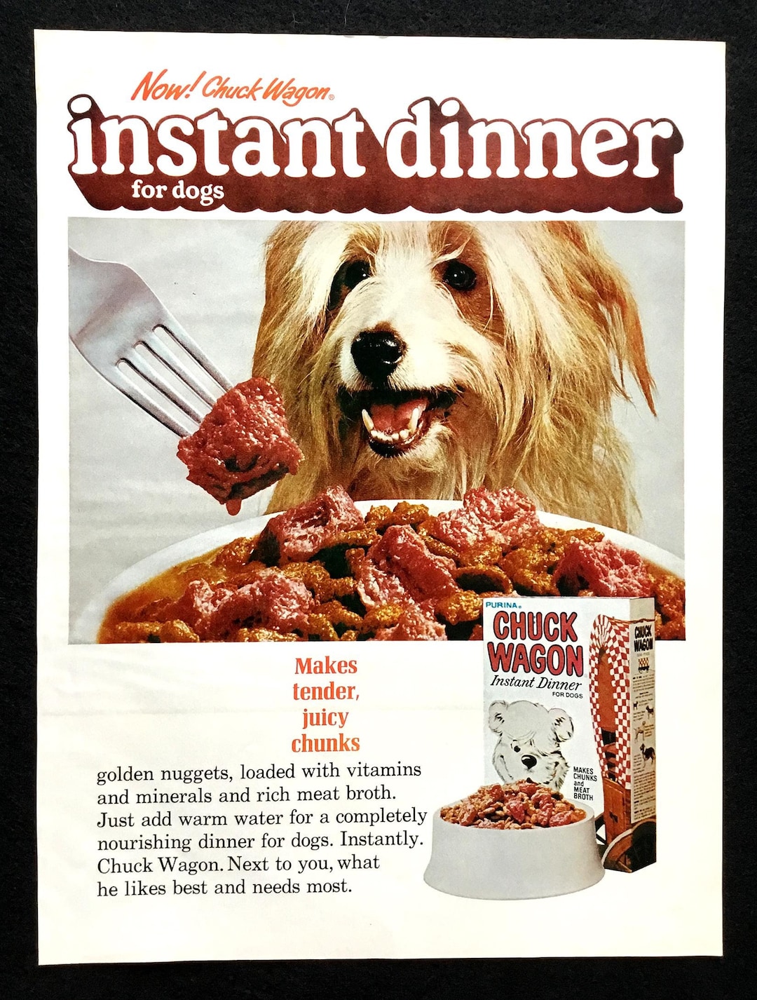 1970 Chuck Wagon Dog Food Vintage Ad, Advertising Art, Magazine Ad ...