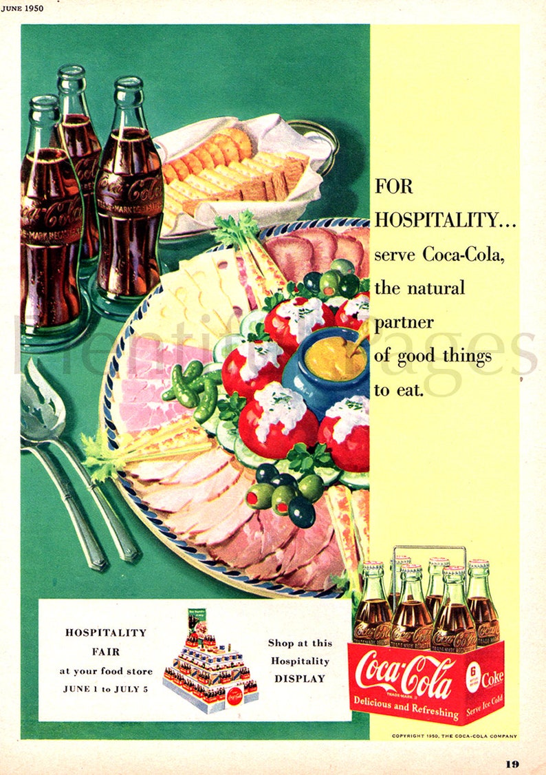 1950 Coca Cola Vintage Ad 1950's Coke Ad Retro Coke Ad | Etsy