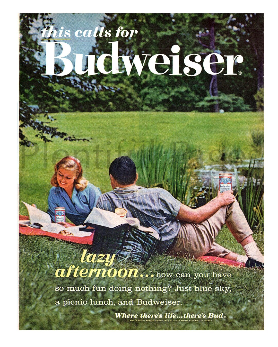 1962 Budweiser Ad, Picnic Scene, Vintage Magazine Print - Etsy