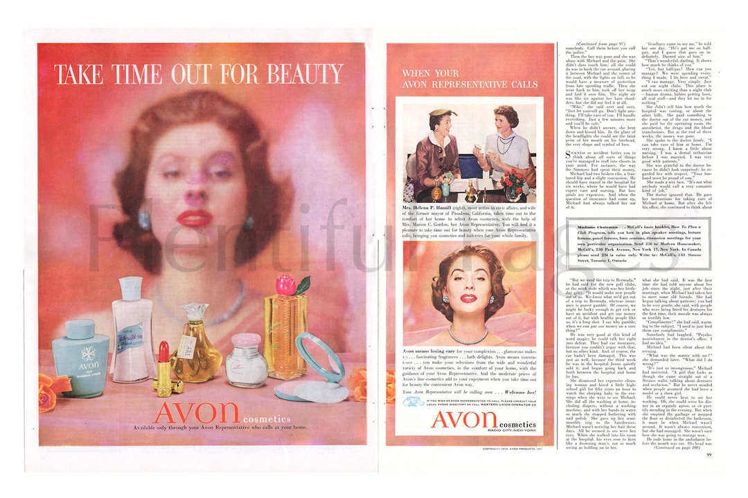 1955 Avon Cosmetics Vintage Ad, 1950's Avon, Advertising Art, Avon Lady ...