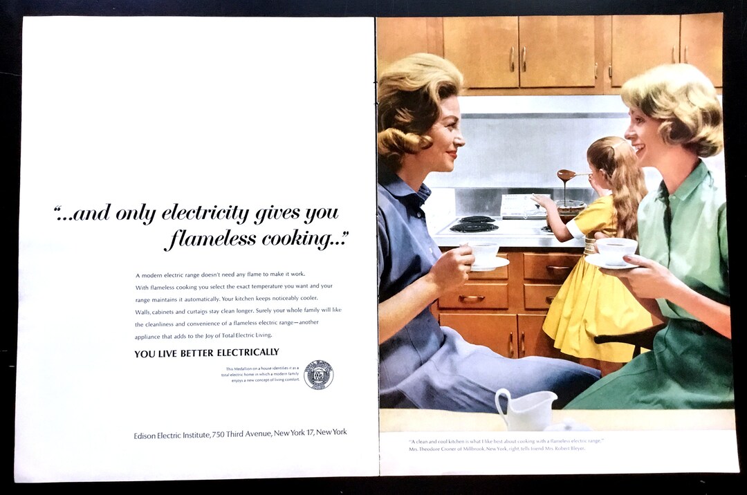 1963 Edison Electric Range Ad, 1960s Kitchen Decor - Etsy
